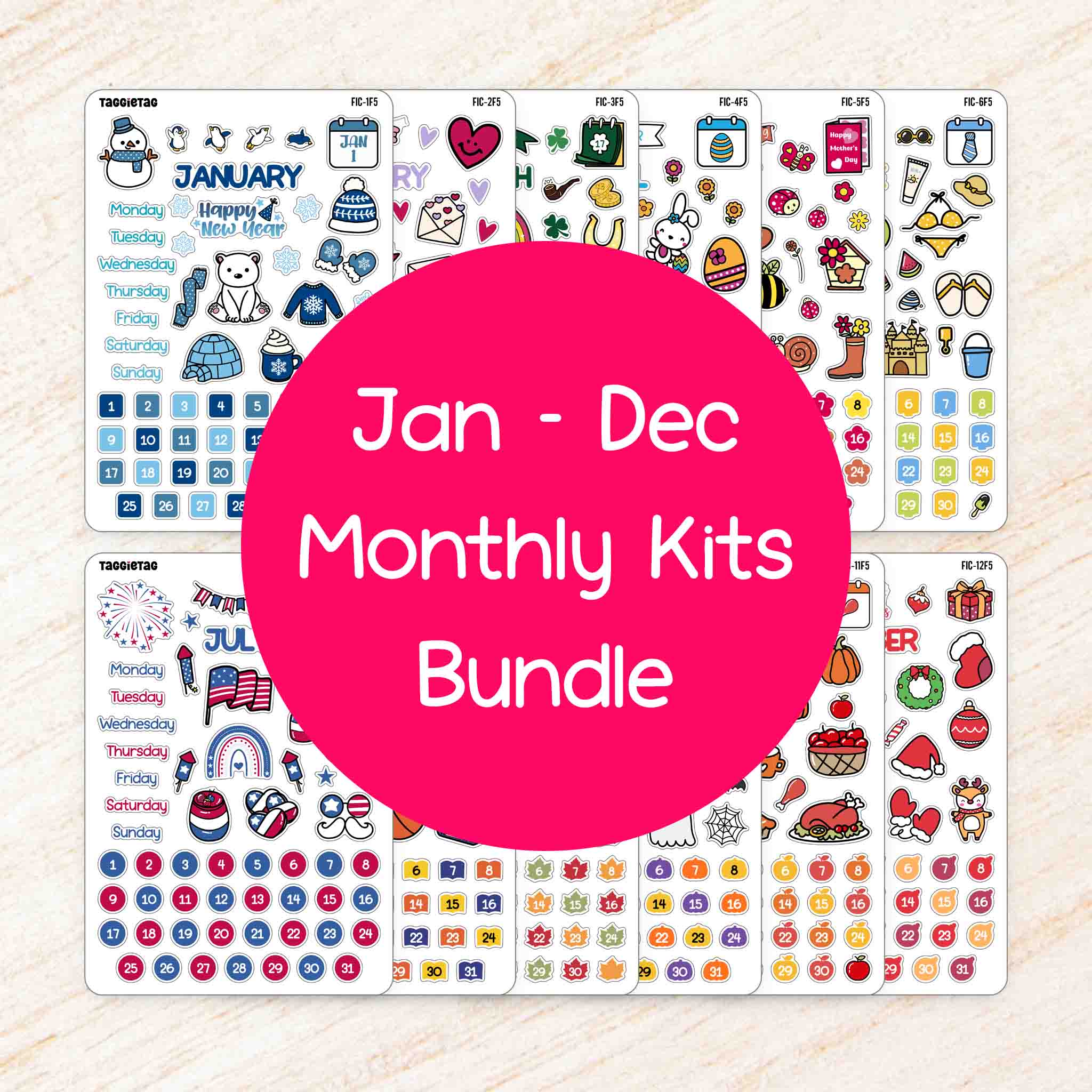 Jan - Dec Stickers Bundles – TaggieTag