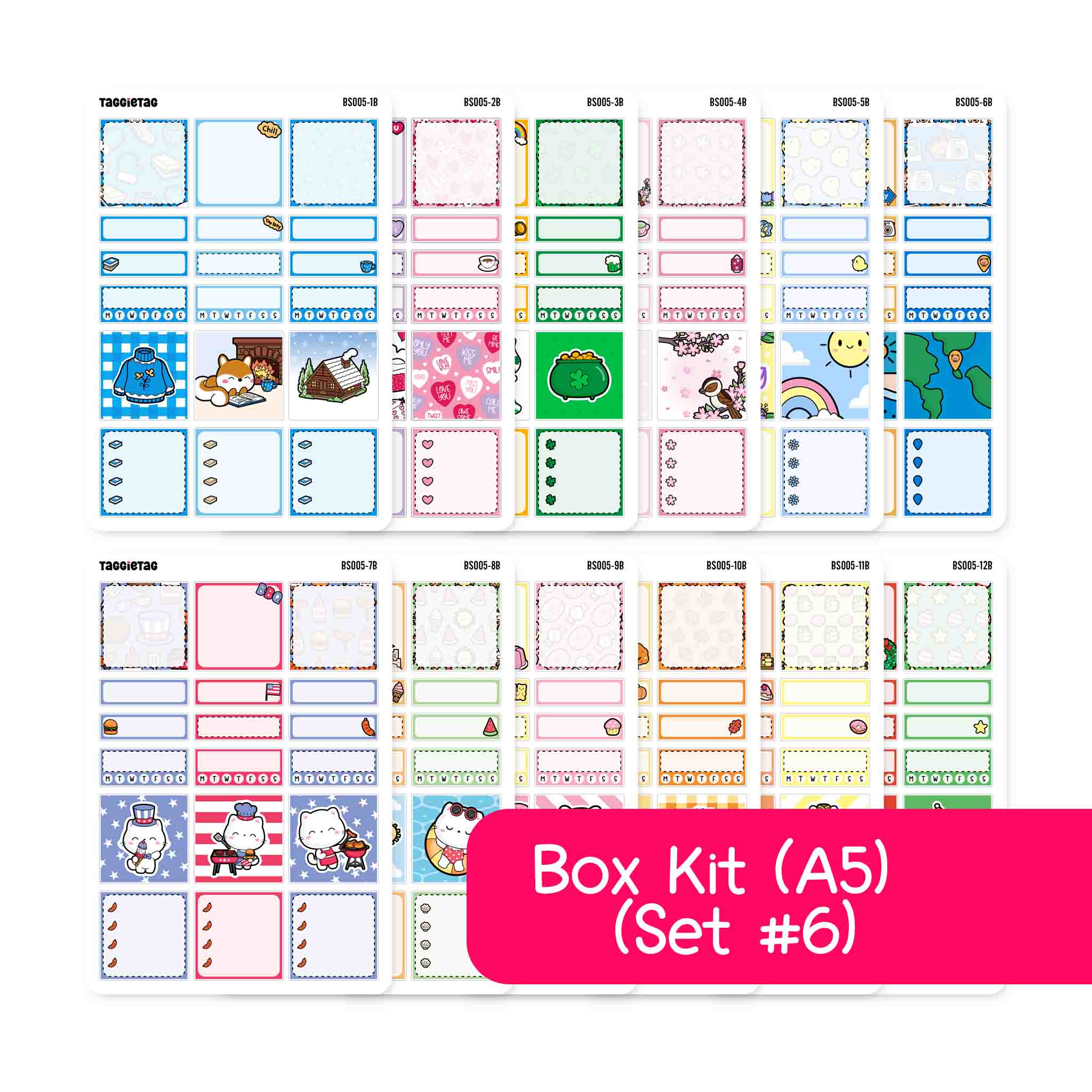 Set #6 A5 Box Stickers Bundle Kit | Box Stickers for Planners and Bull ...