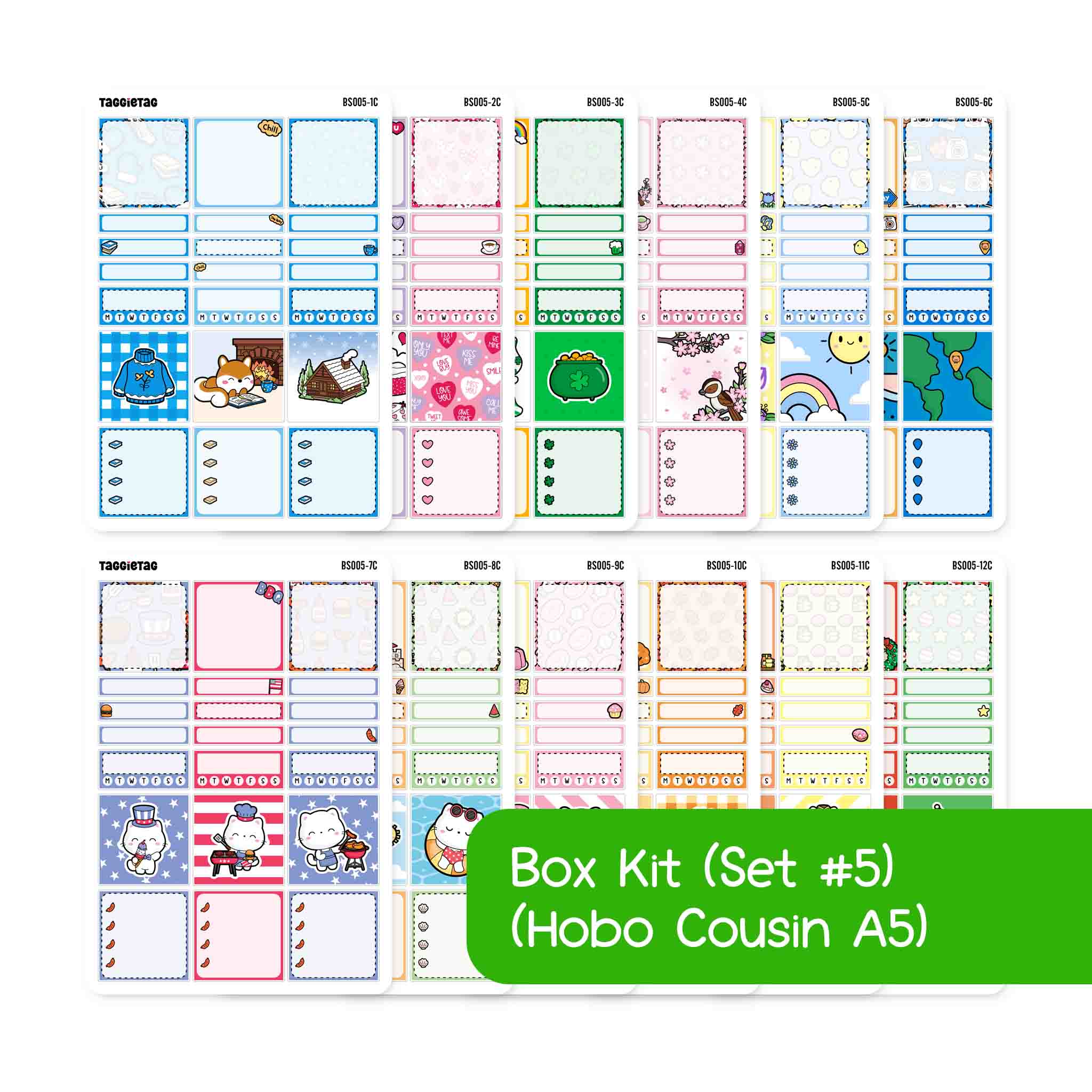 Set #6 Hobonichi Cousin A5 Box Stickers Bundle Kit | Box Stickers for ...